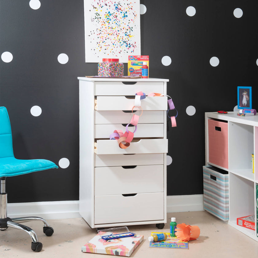 Dormify 8 Drawer Narrow Rolling Storage Cart Dorm Essentials Black