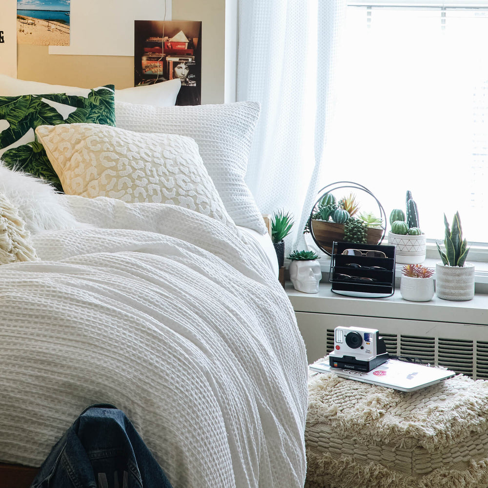 Dormify Faux Succulent with Circular Black and Wood Base | Dorm ...