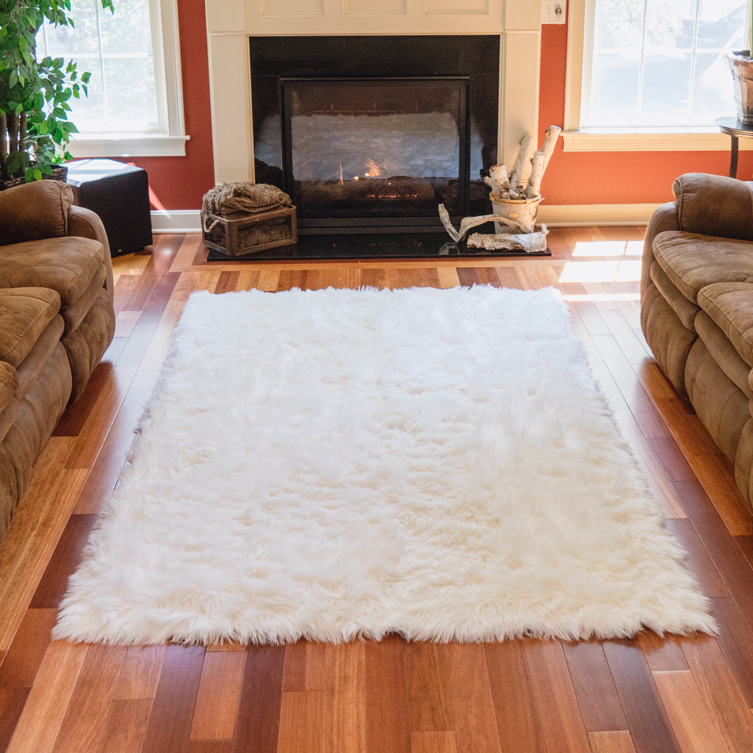 White Soft Faux Fur Area Rug - Dormify